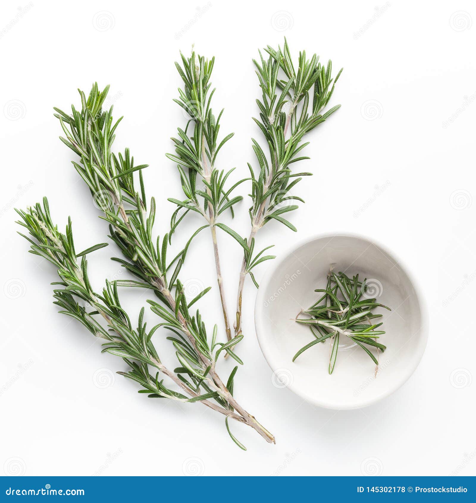 Fresh Green Sprigs of Rosemary on White Stock Photo - Image of fragrant ...