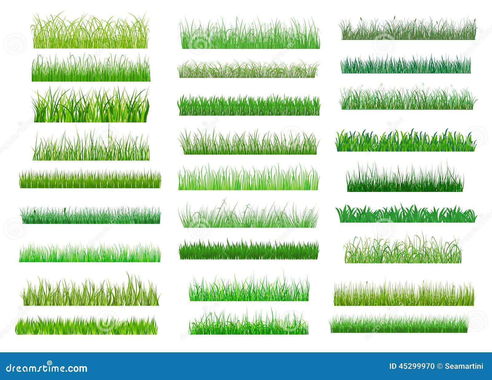 Fresh Green Spring Grass Borders Stock Vector - Illustration of land ...