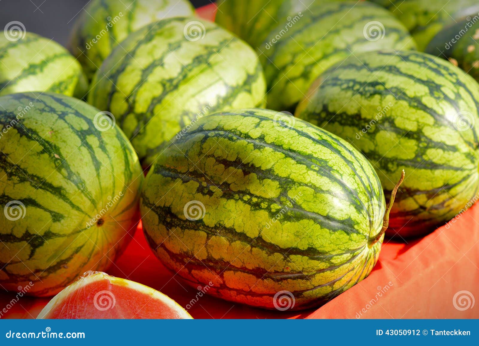 Fresh green watermelons stock photo. Image of length - 43050912