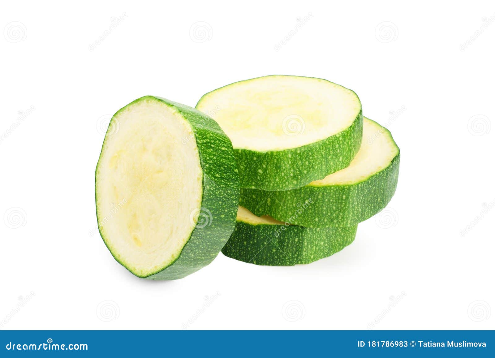 Fresh Green Zucchini Slices Isolated on White Background Stock Image ...