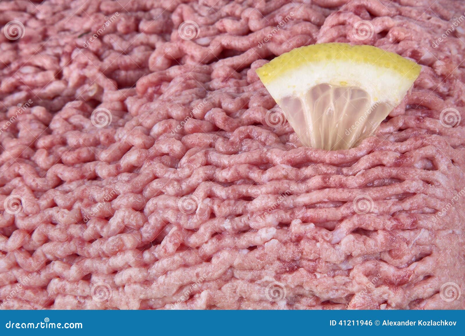Fresh Ground Beef with Slice of Lemon Stock Photo - Image of meal ...