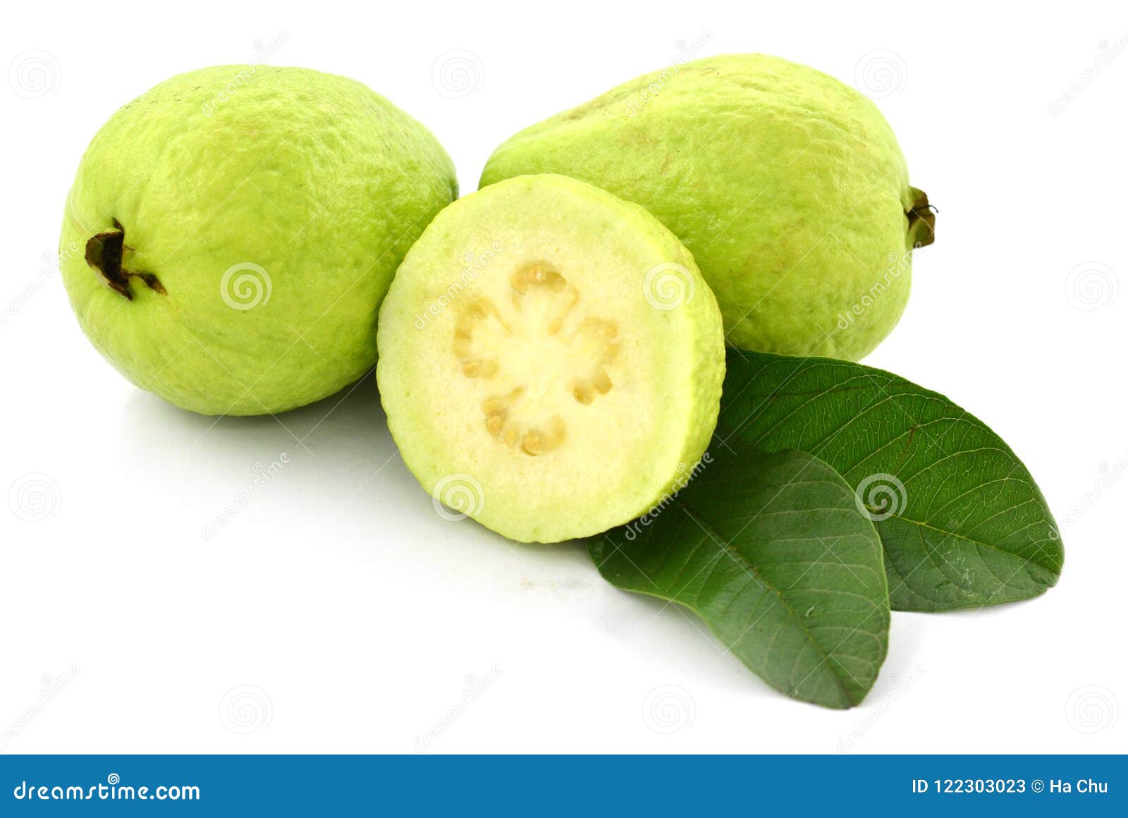 Fresh Guava with Cut Half on White Background Stock Image - Image of ...