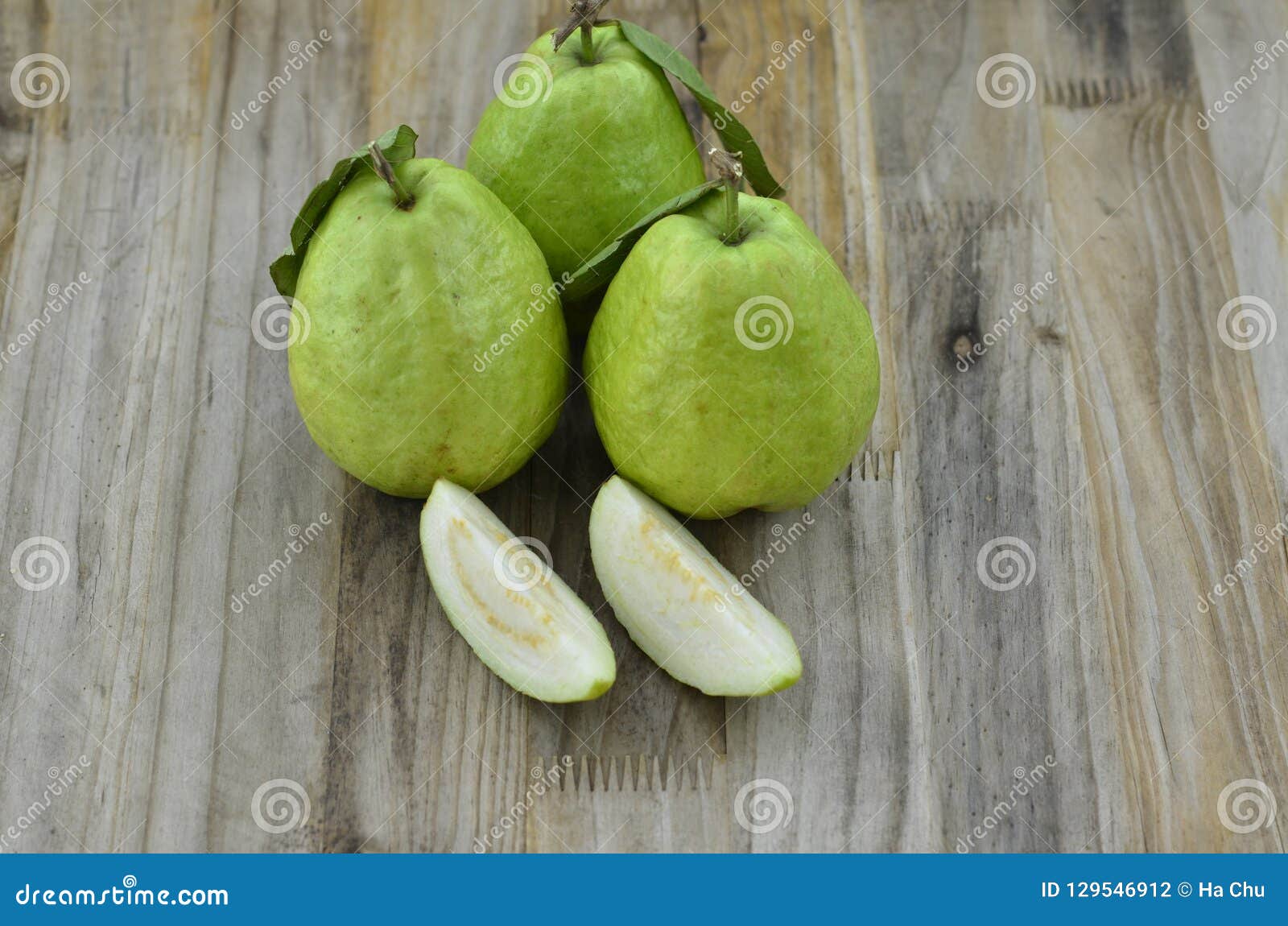 Fresh Guava Cut on Wooden Background Stock Photo - Image of fruit ...