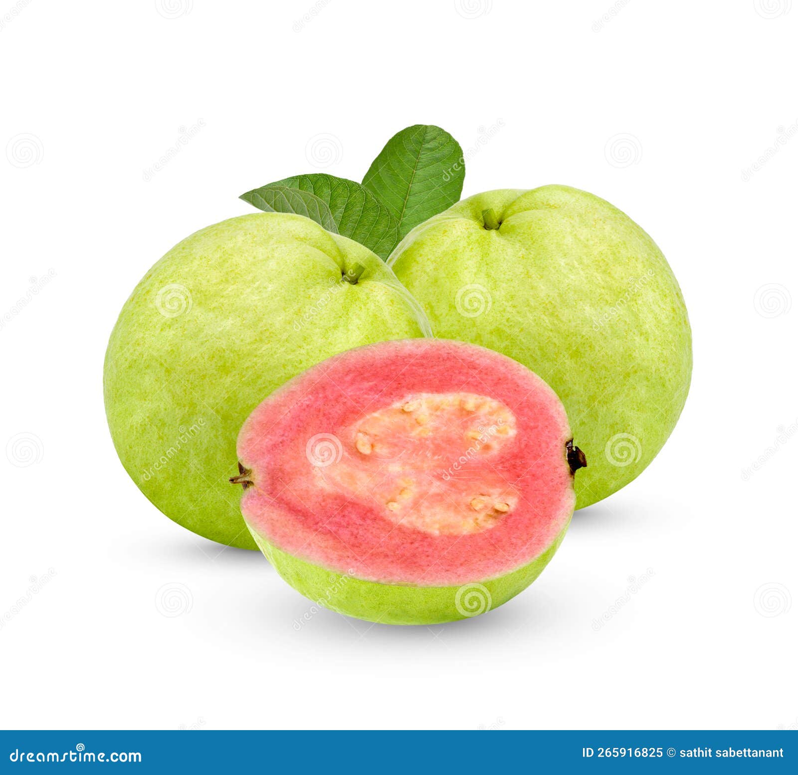 Fresh Guava Fruit with Leaves Isolated on White Background Stock Image ...