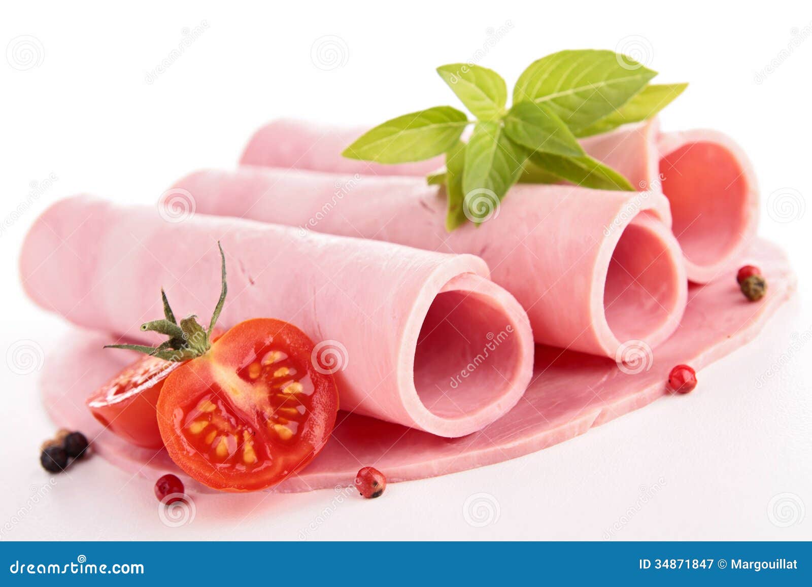Fresh ham stock image. Image of isolated, rolled, pork - 34871847
