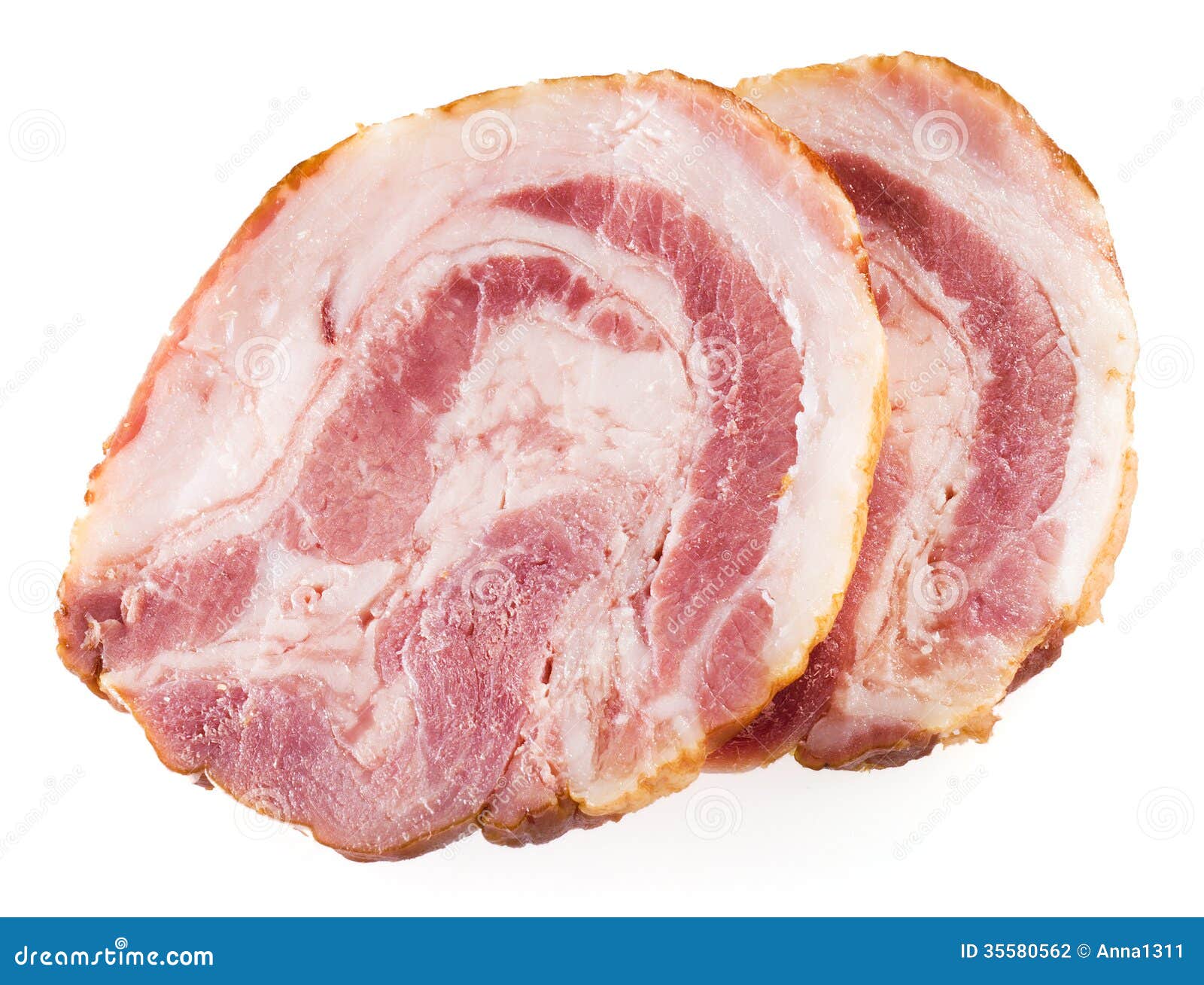 Fresh Ham Slice Isolated In White. Collection Stock Photo - Image of ...