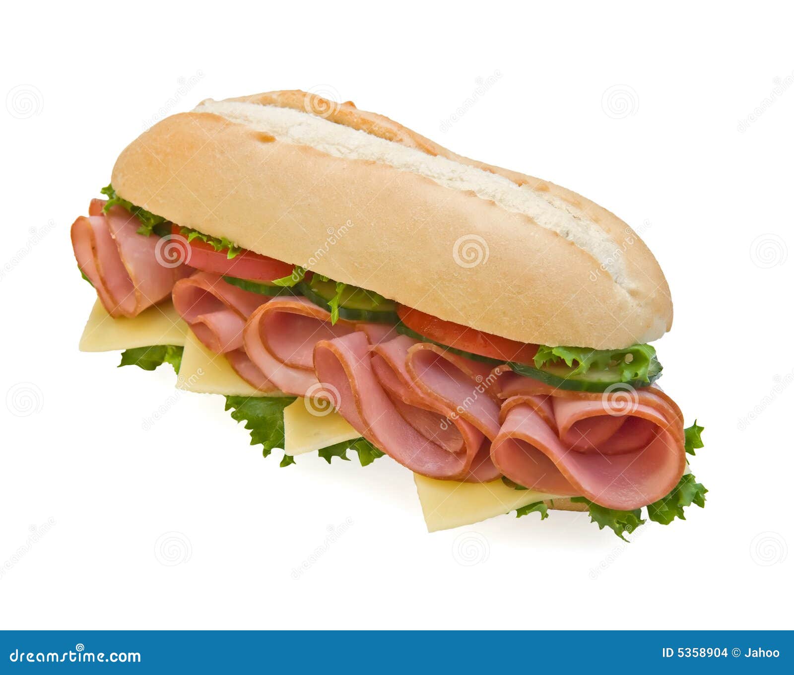 Fresh Ham & Swiss Sub Sandwich Stock Photo - Image of cucumber, food ...