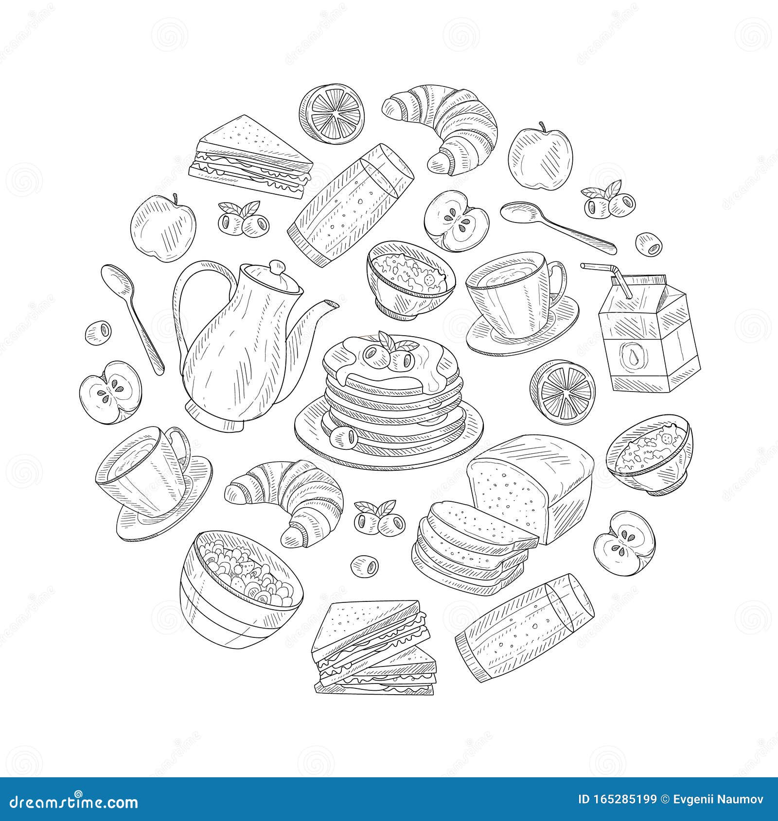 Fresh and Healthy Breakfast Circle Decorative Vector Element Stock ...