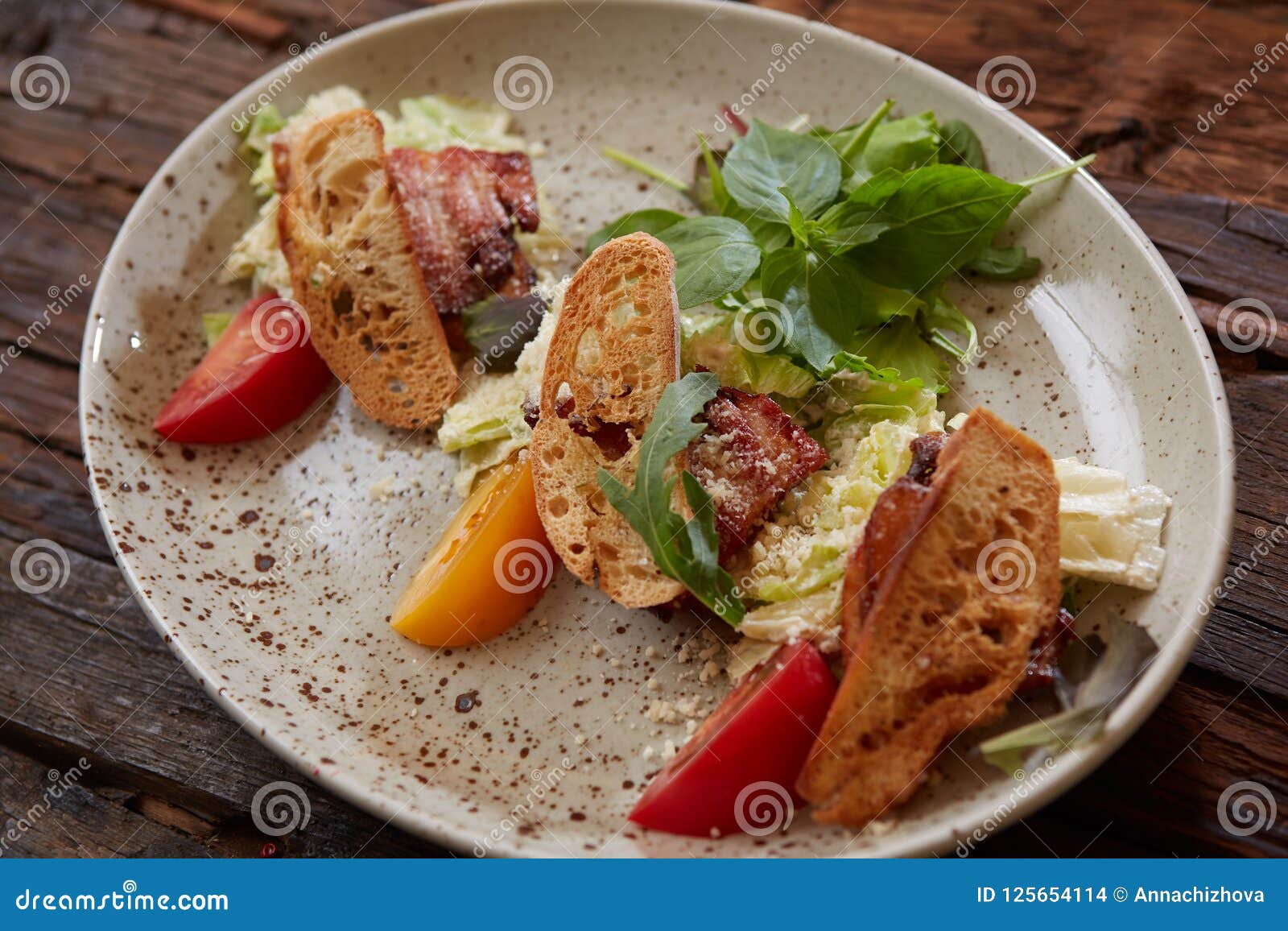 Fresh Healthy Classic Caesar Salad on Plate Stock Photo - Image of ...