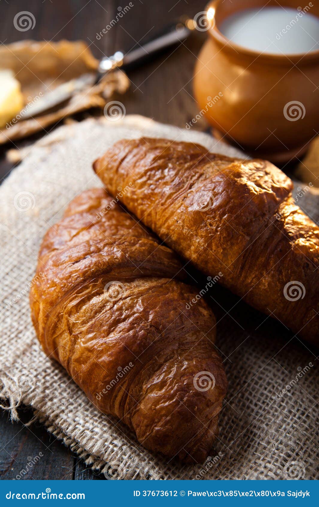 Fresh Healthy Croissant for Breakfast Stock Photo - Image of bakery ...
