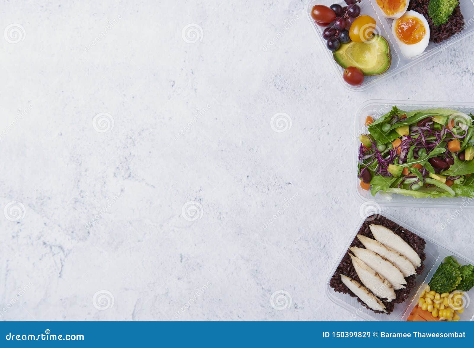 Fresh Healthy Diet Lunch Box with Vegetable Salad on Table Background ...