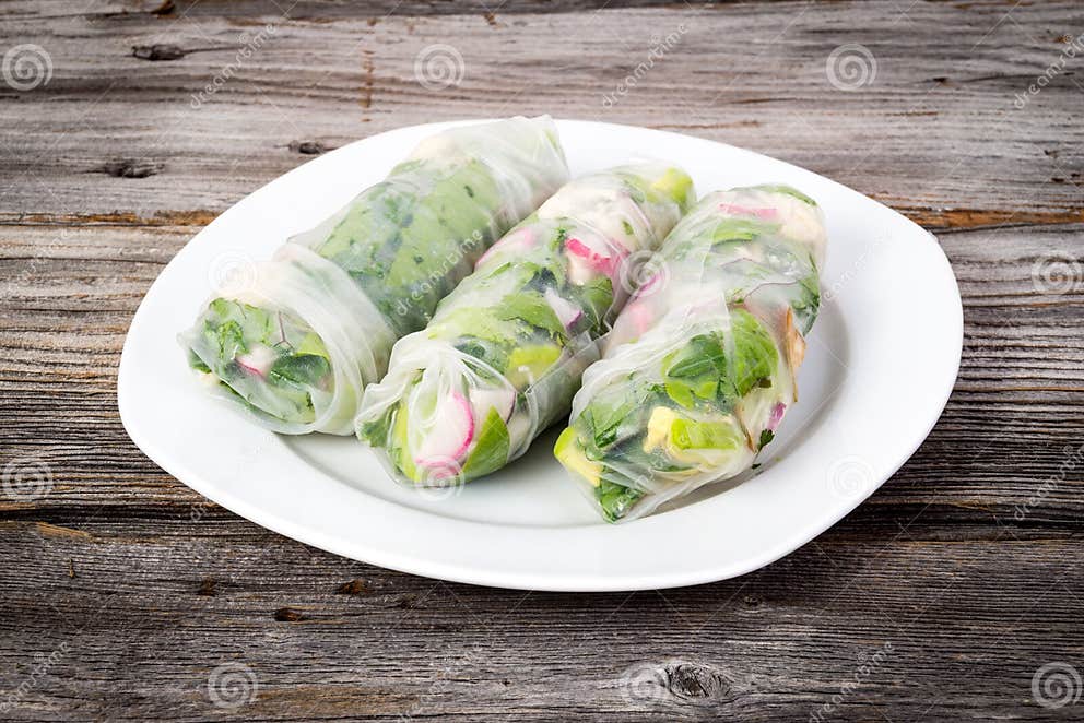 Fresh Healthy Spring Roll Wrap Stock Photo - Image of lettuce, avocado ...
