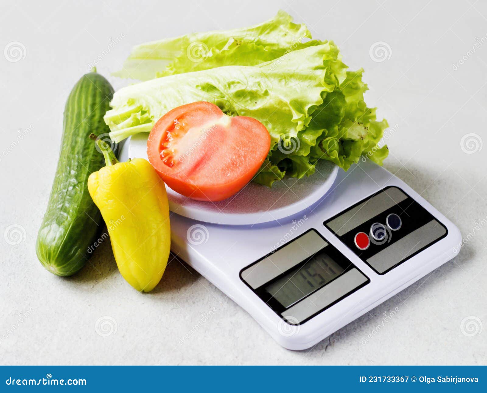 Fresh and Healthy Vegetables on the Kitchen Scales . Stock Image ...