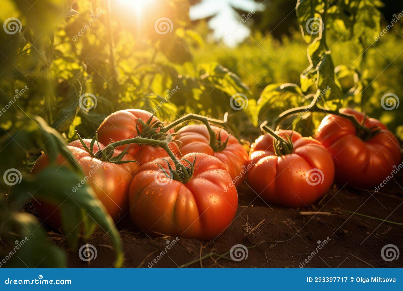 Fresh Heirloom Tomatoes Growing in Evening Garden, Generative AI Stock ...