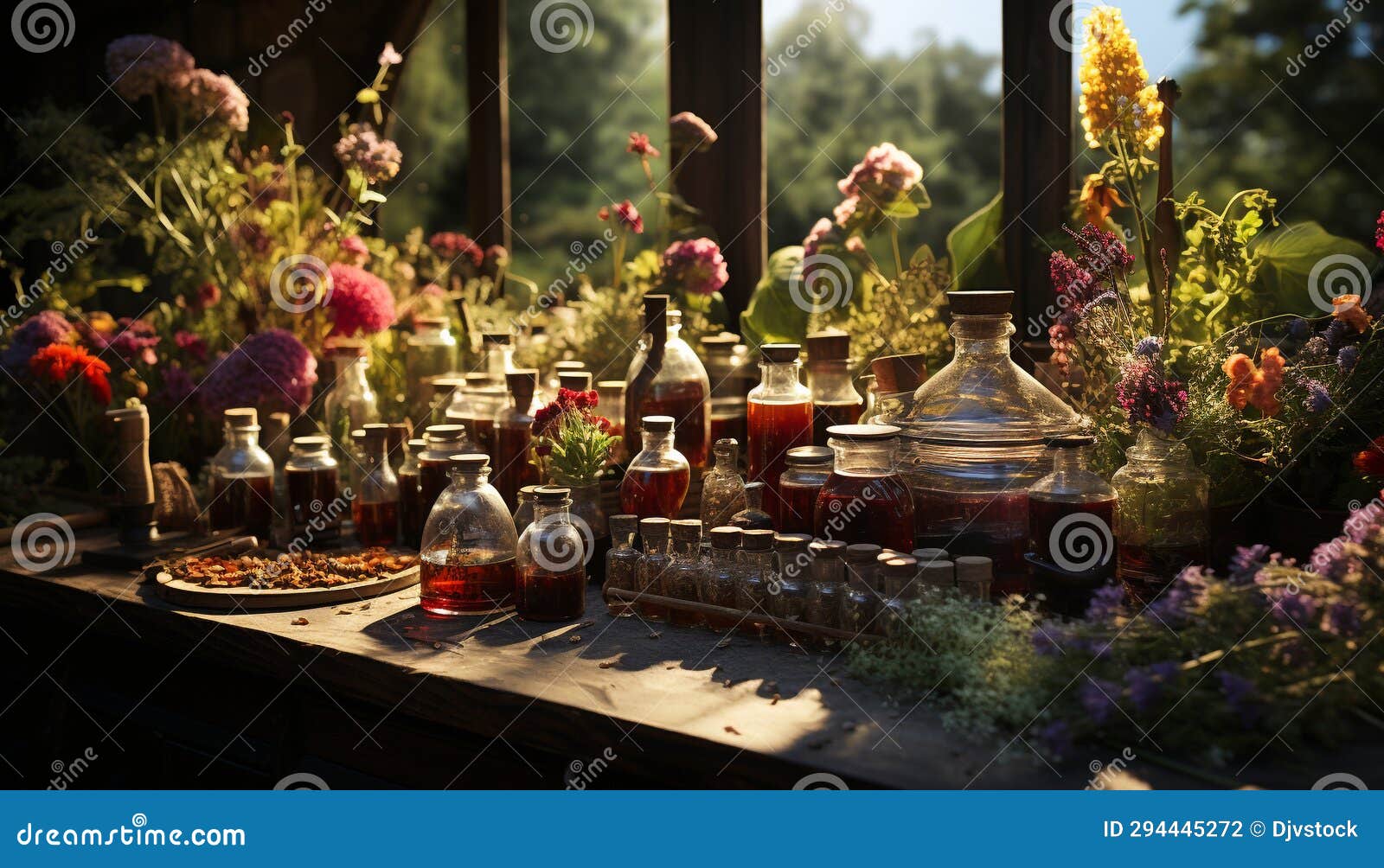 Fresh Herbal Medicine in a Glass Jar, Nature Healing Potion Generated ...