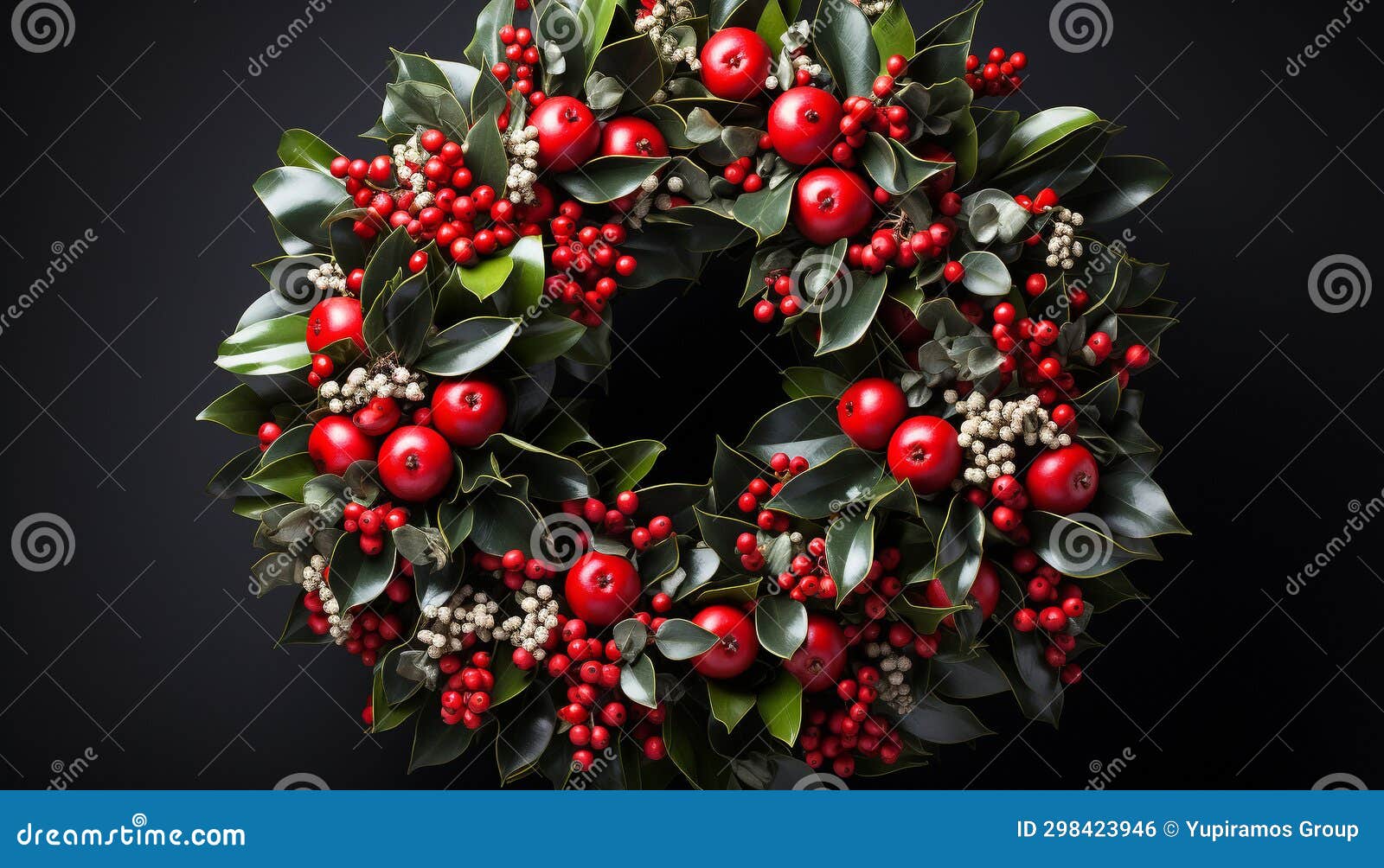 Fresh Holly Wreath, a Winter Gift of Nature Celebration Generated by AI ...