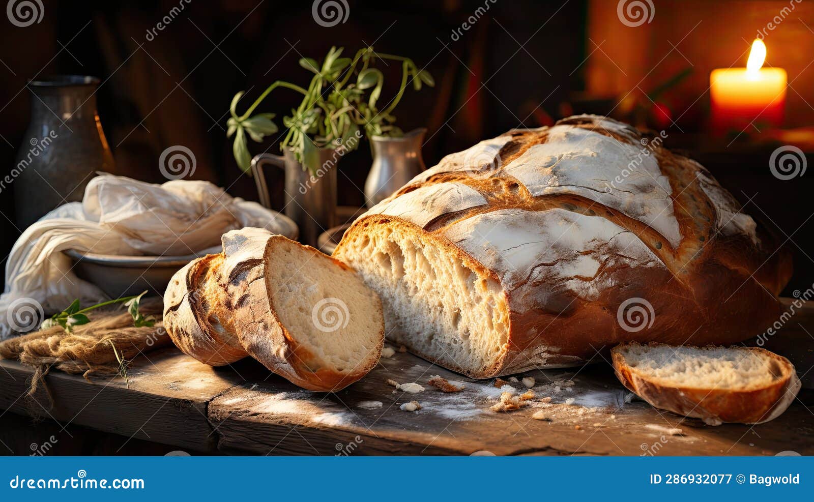 Fresh Home Baked Sourdough Bread Stock Illustration - Illustration of ...