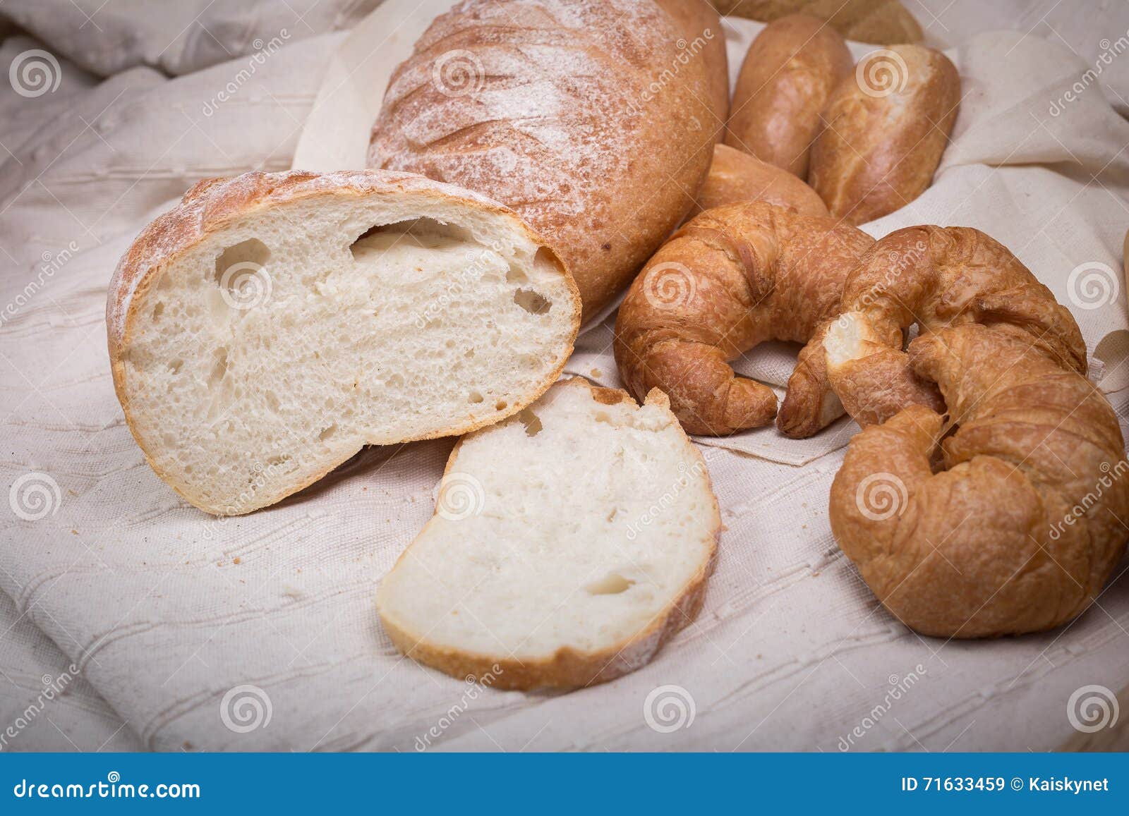 Fresh Homemade Bread in a Cotton Cloth Background Stock Image - Image ...