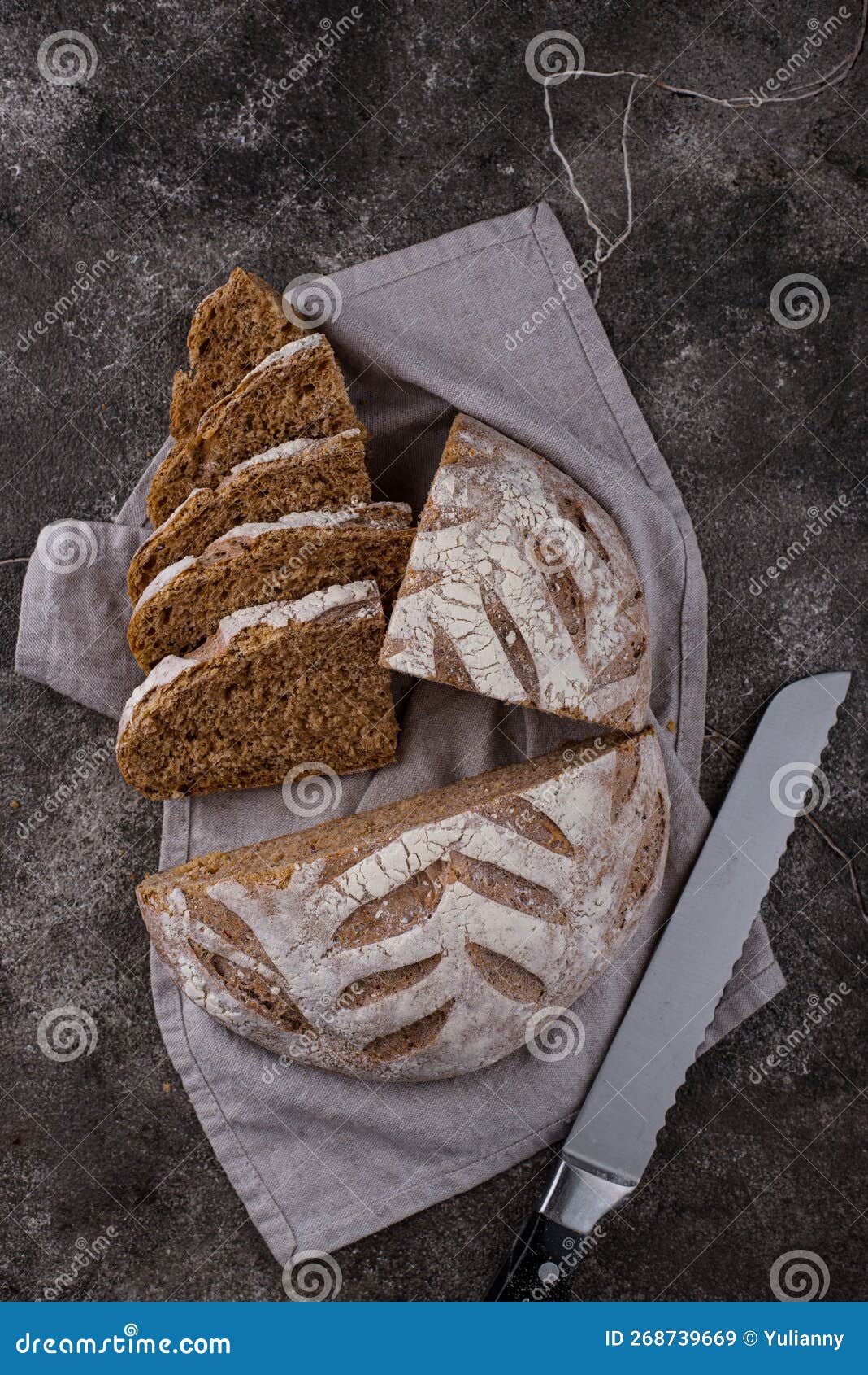 Fresh Homemade Bread with a Crispy Crust Stock Image - Image of grain ...