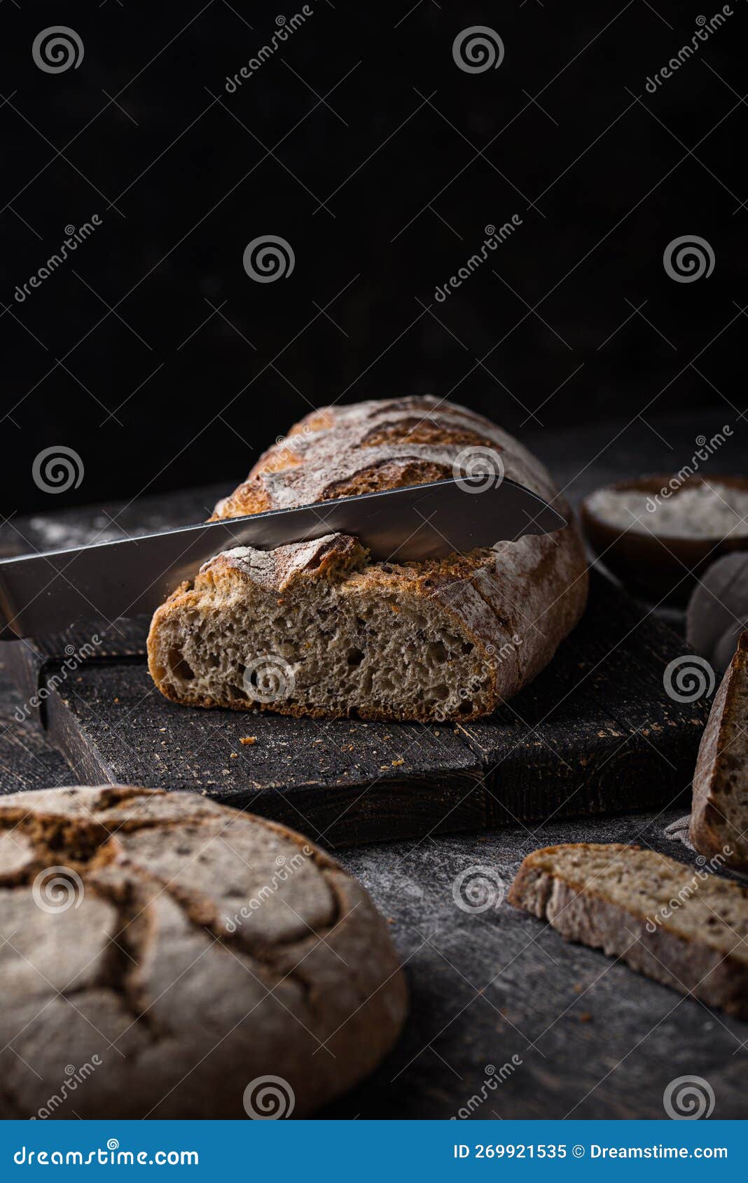 Fresh Homemade Bread with a Crispy Crust Stock Image - Image of black ...