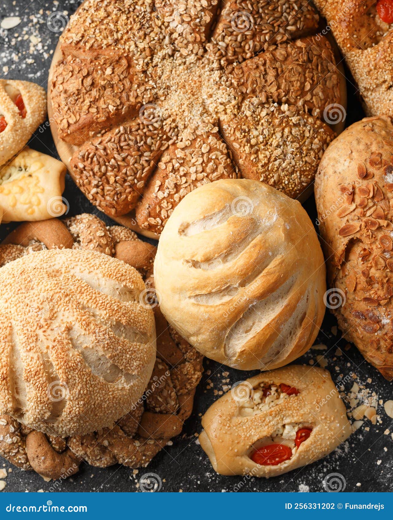 Fresh Homemade Different Types of Fresh Bread Stock Photo - Image of ...