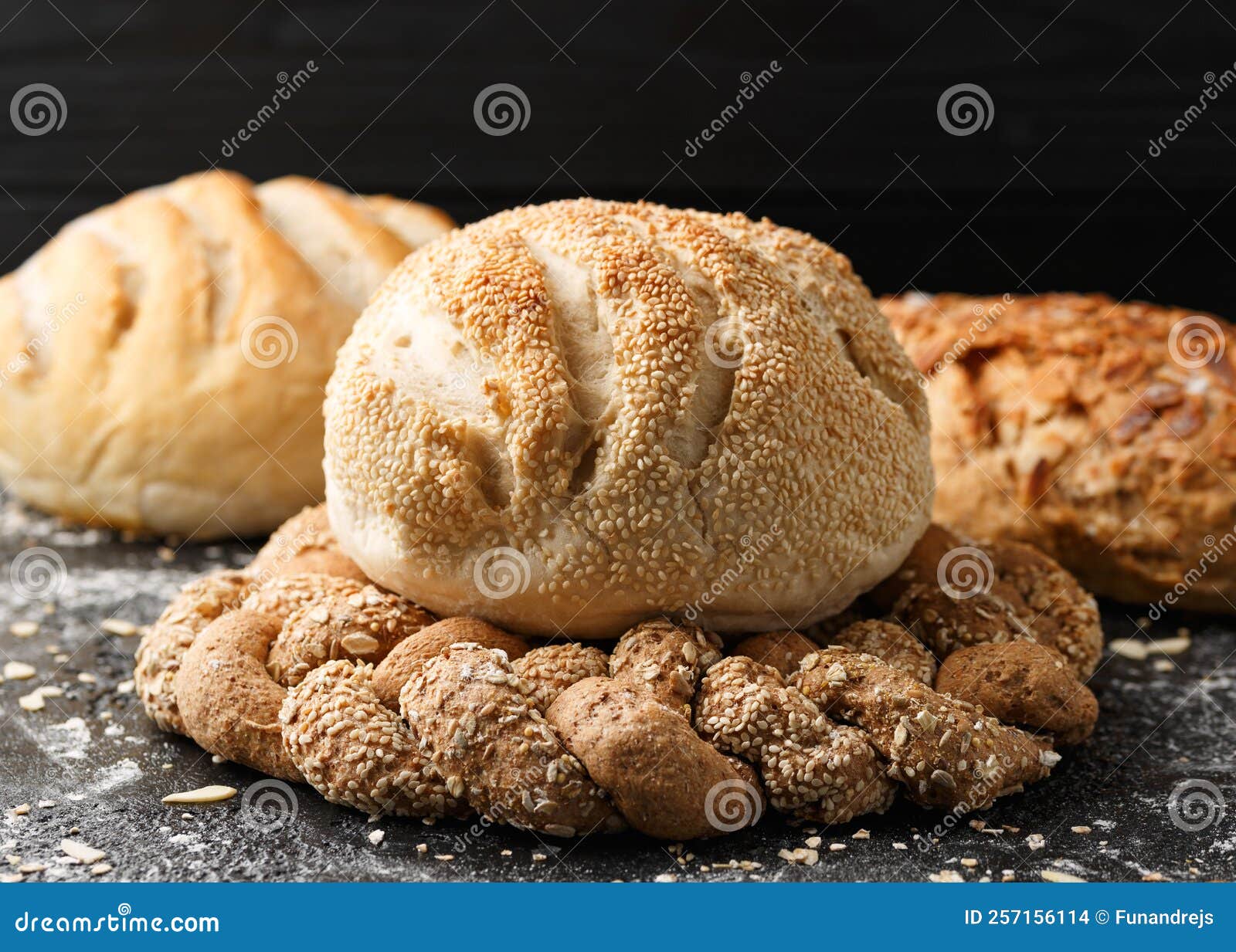 Fresh Homemade Different Types of Fresh Bread Stock Photo - Image of ...