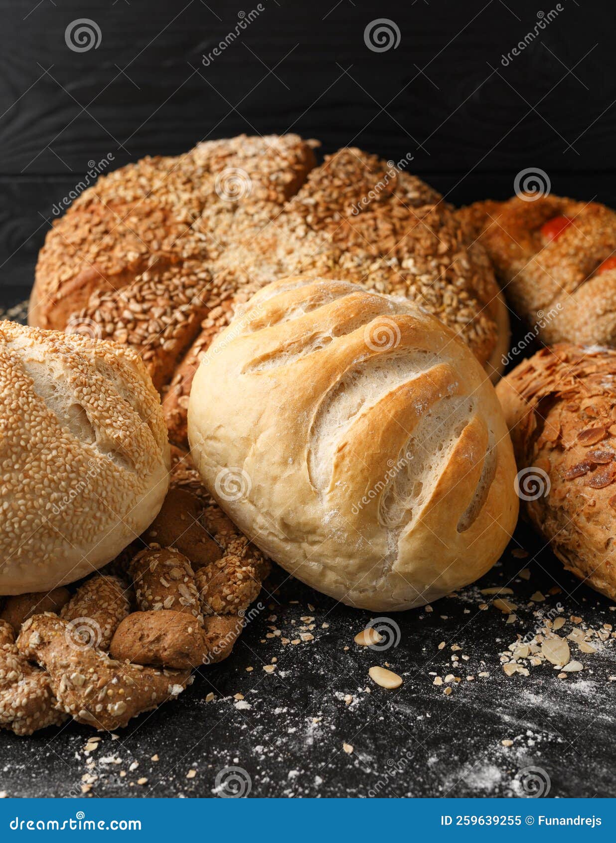 Fresh Homemade Different Types of Fresh Bread Stock Image - Image of ...
