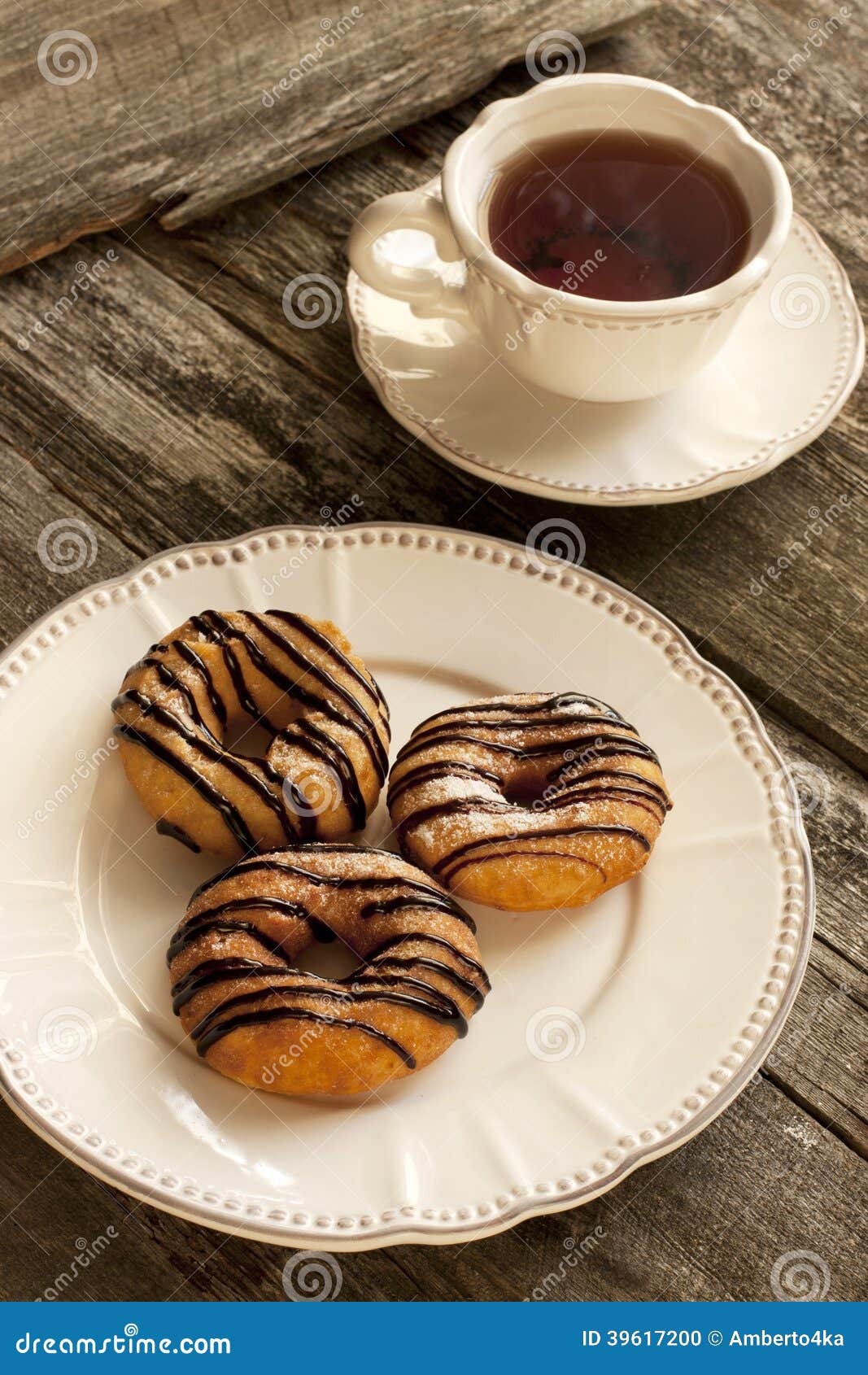 Fresh Homemade Donuts and Tea Stock Photo - Image of ceramic, cream ...