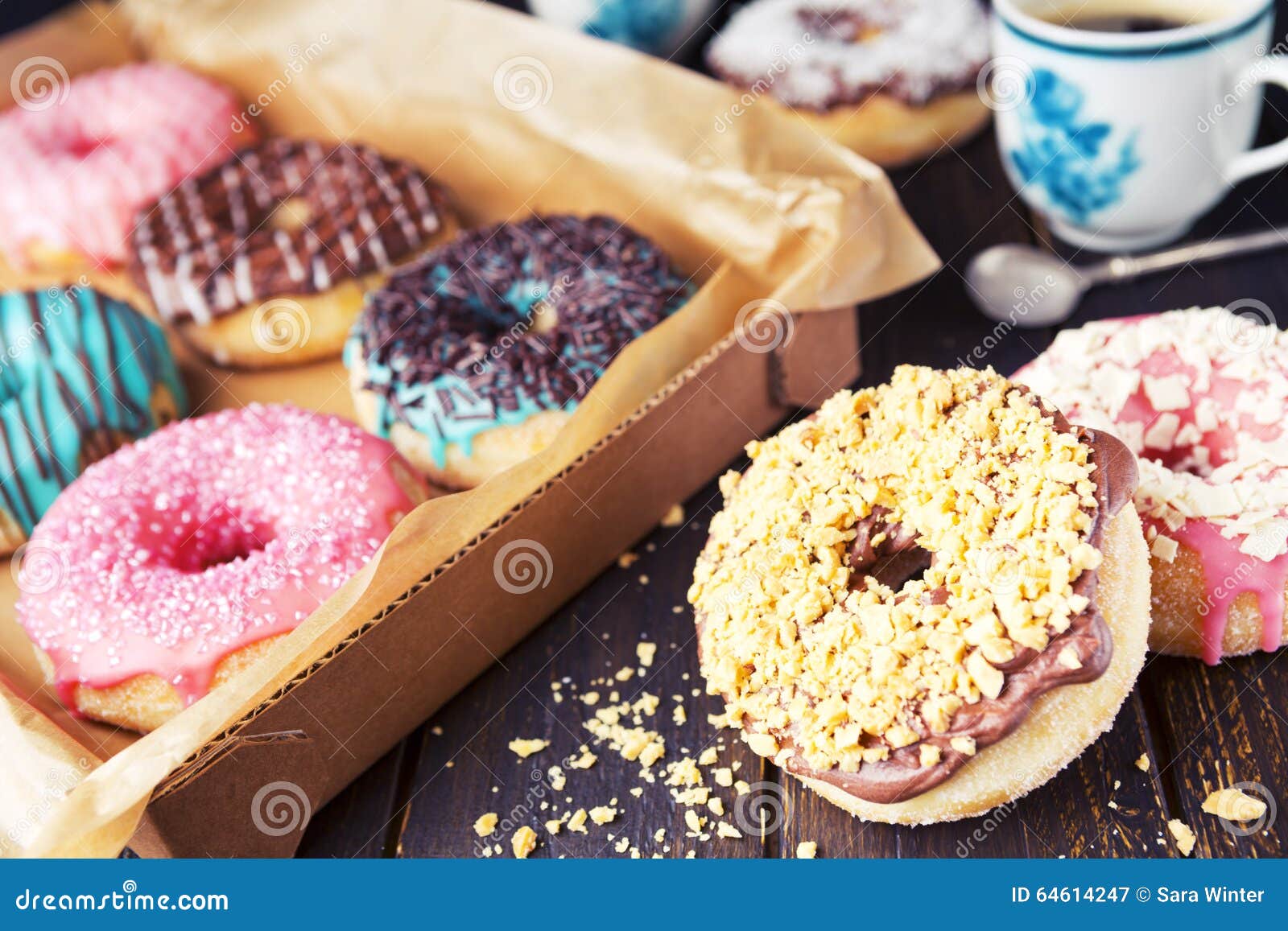 Fresh Homemade Donuts with Various Toppings Stock Image - Image of ...