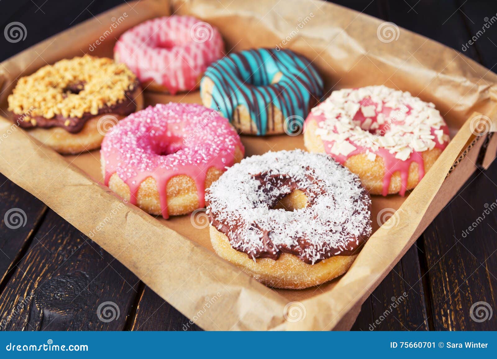 Fresh Homemade Donuts with Various Toppings Stock Image - Image of ...