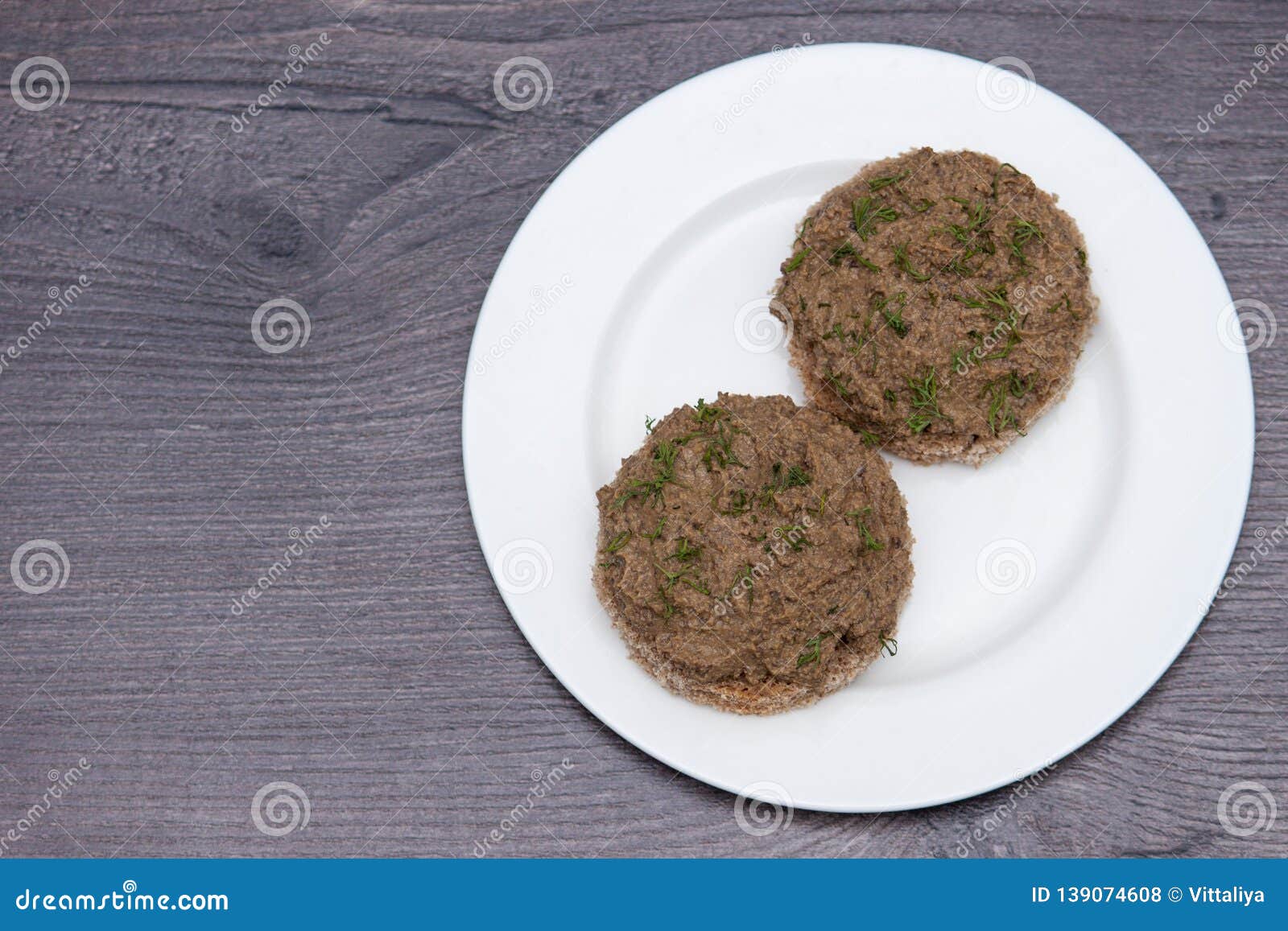 Fresh Homemade Liver Pate or Paste on Bread on Rustic Background Stock ...