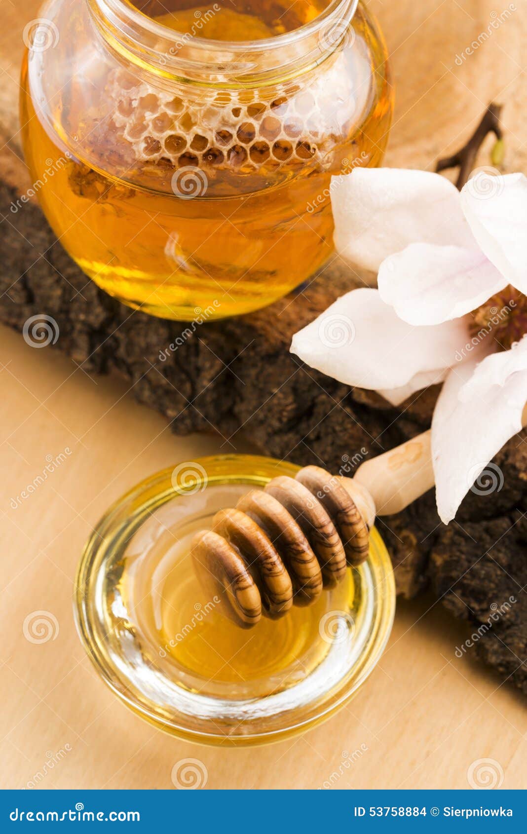 Fresh honey with honeycomb stock photo. Image of nature - 53758884