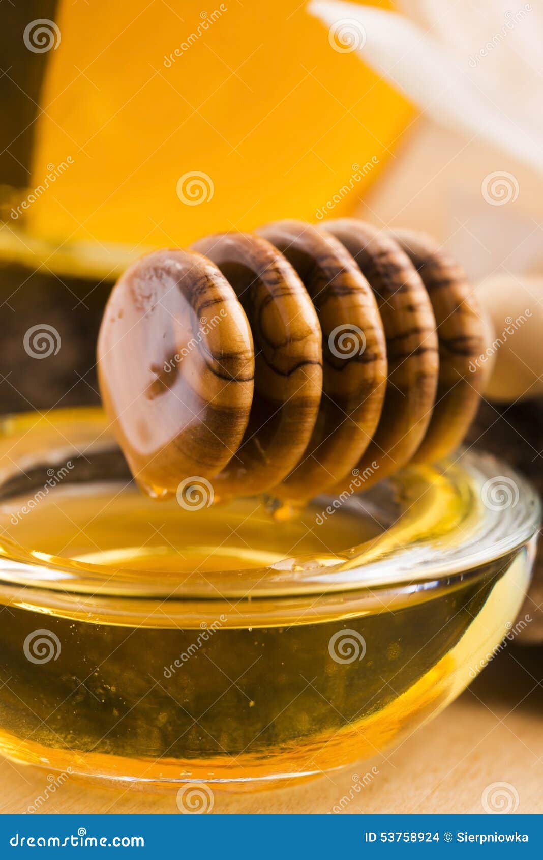 Fresh honey with honeycomb stock photo. Image of gold - 53758924