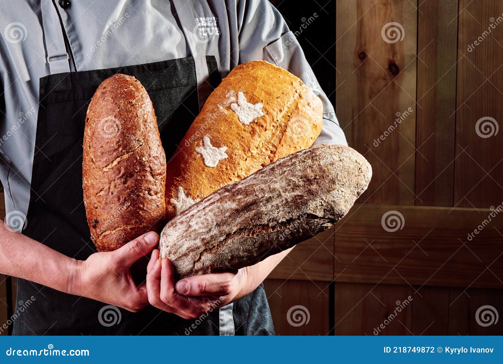 Fresh Hot Bread. Baker Holds Breads Stock Photo - Image of freshness ...