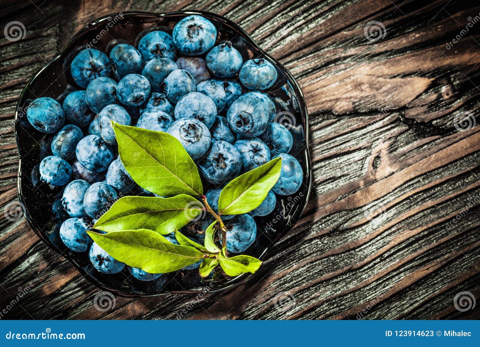 Fresh Huckleberries on Vintage Plate Stock Image - Image of ...