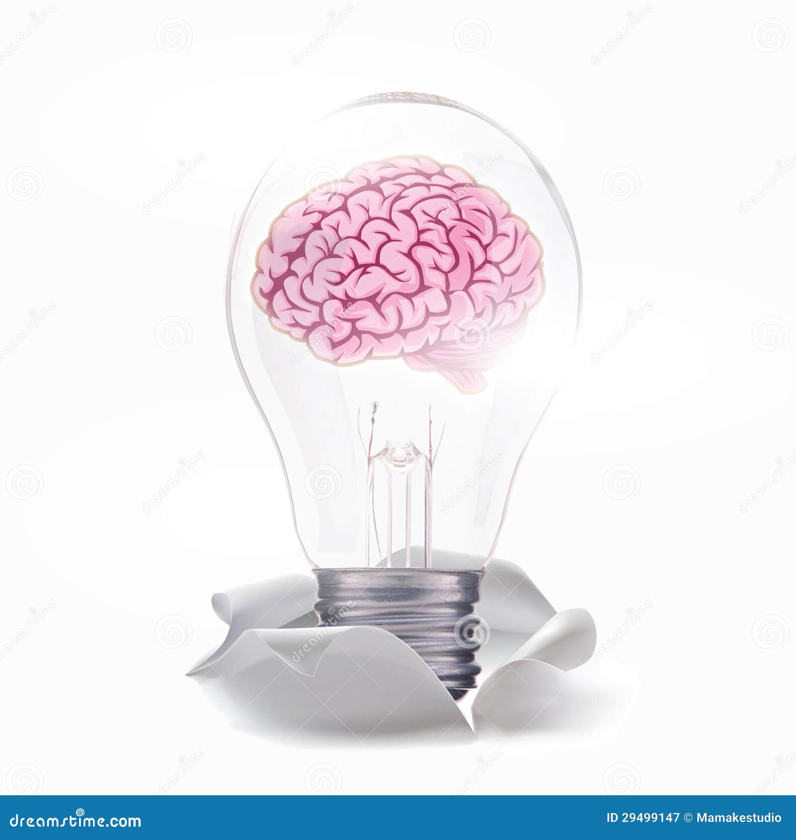 Fresh Idea with Brain in Lamp Stock Image - Image of fresh, background ...