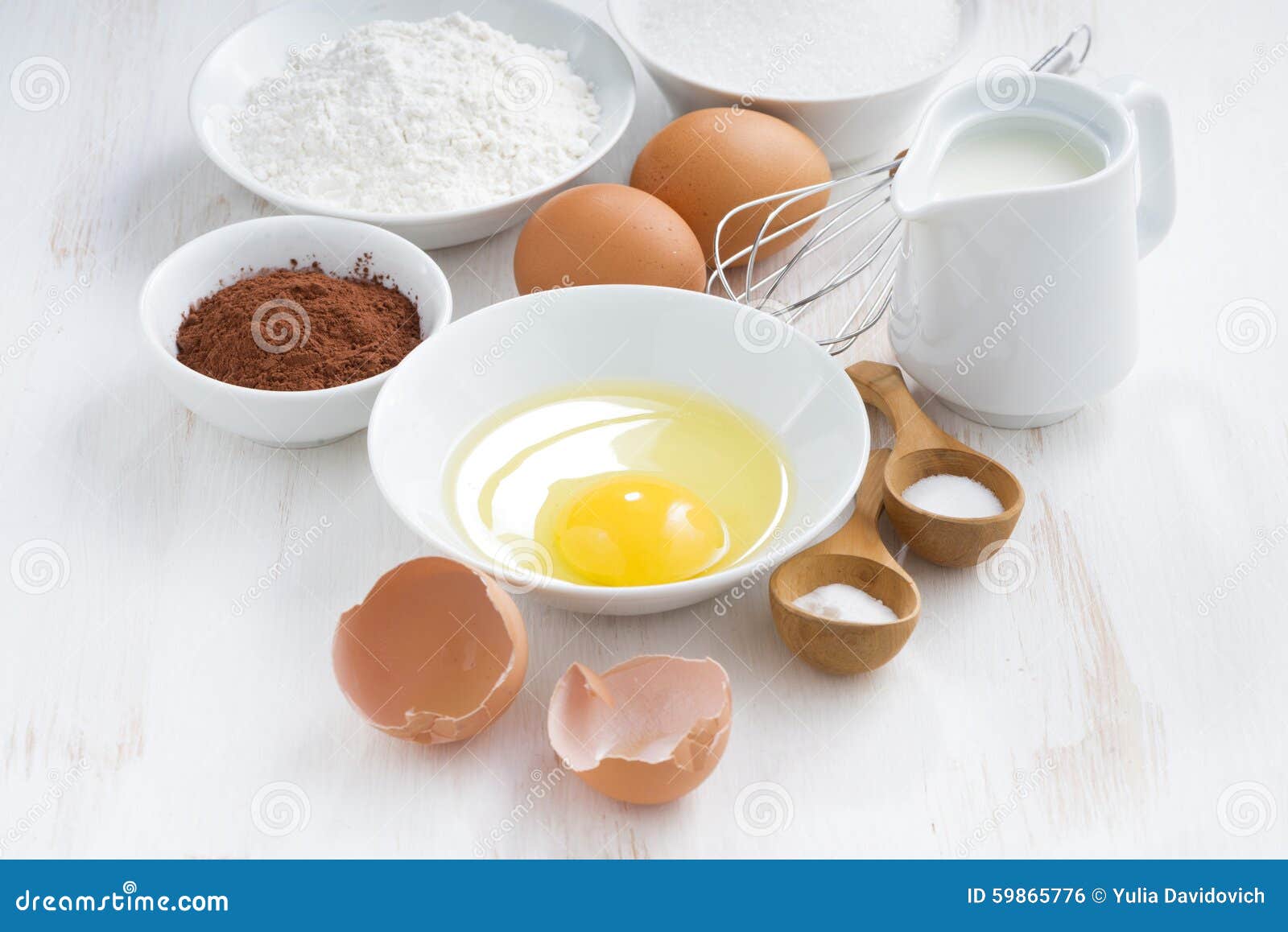 Fresh Ingredients for Baking on a White Table, Horizontal Stock Photo ...