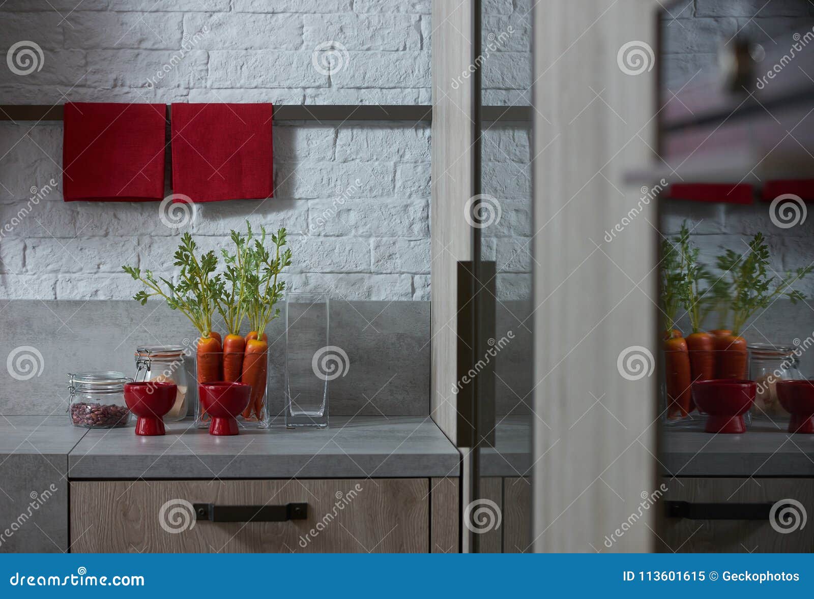 Fresh Ingredients for Cooking on Kitchen Table. Stock Image - Image of ...