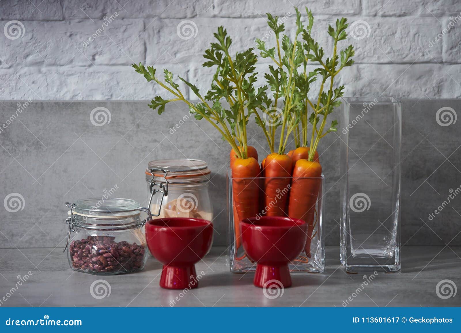 Fresh Ingredients for Cooking on Kitchen Table. Stock Image - Image of ...