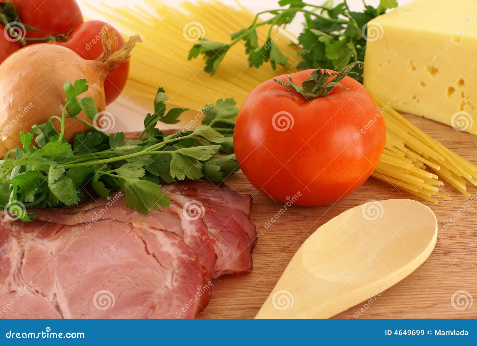 Fresh Ingredients for Making Pasta Stock Image - Image of meet, spoon ...