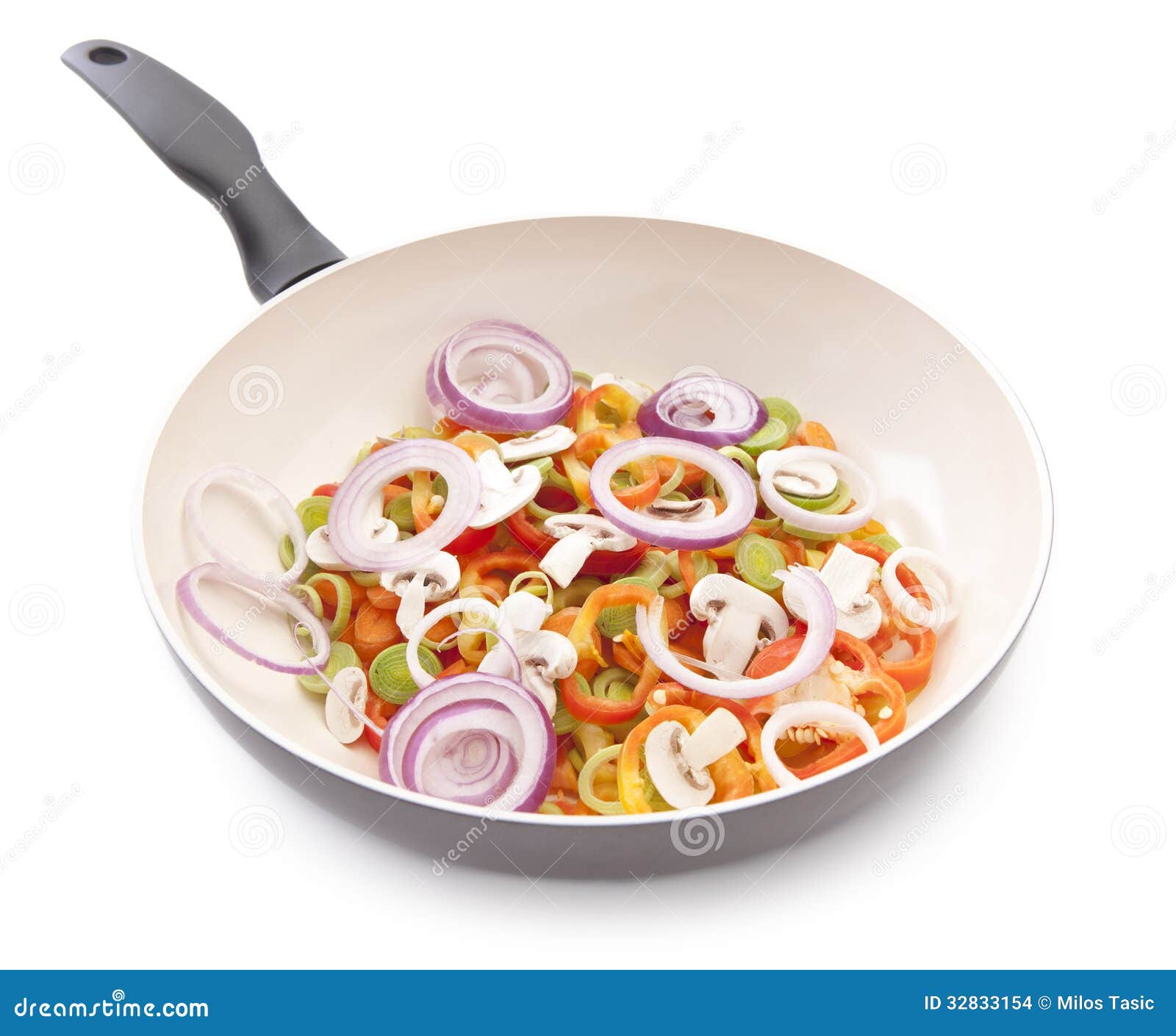 Fresh ingredients in pan stock photo. Image of food, green - 32833154