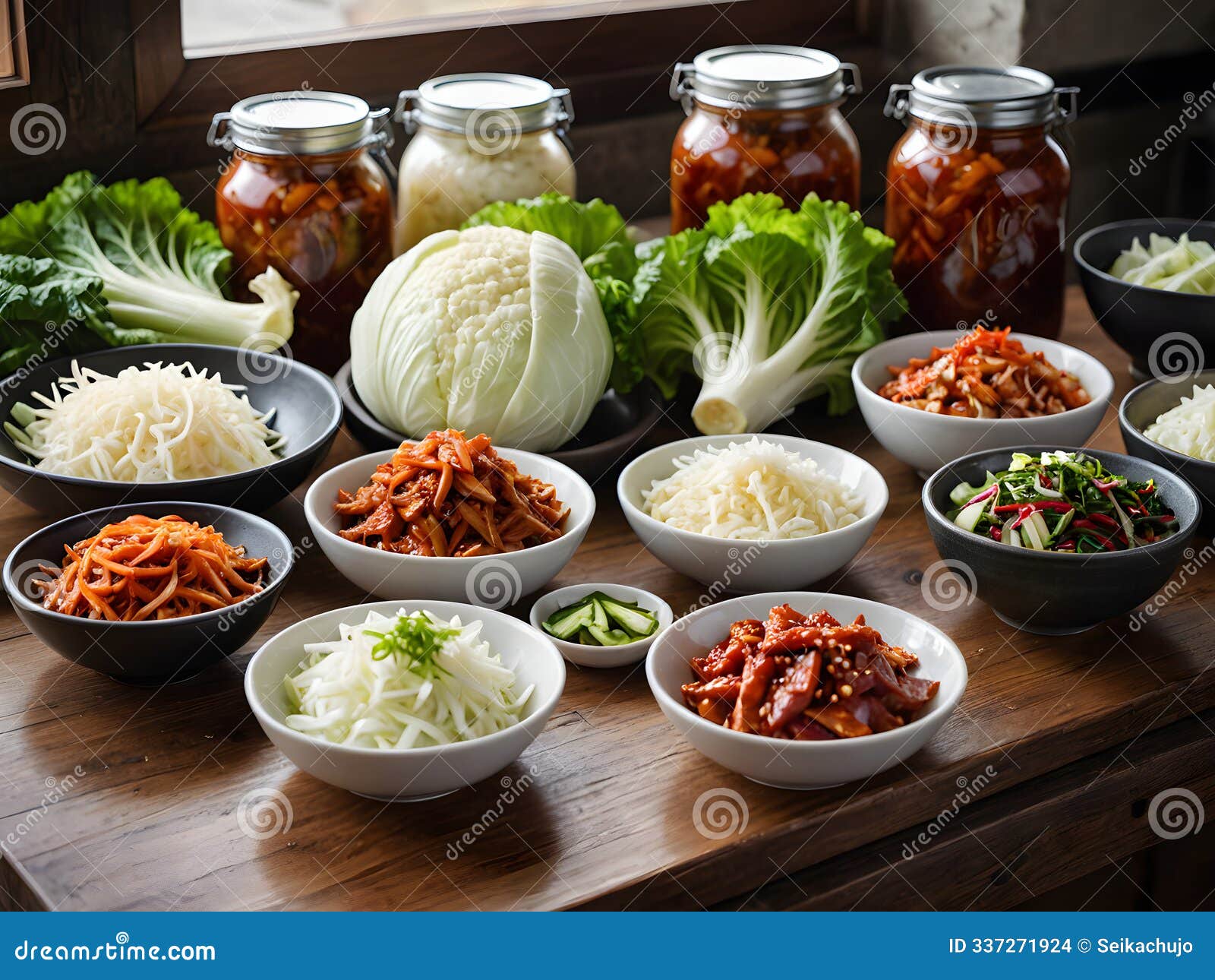 Fresh Ingredients for Traditional Korean Kimchi Stock Illustration ...