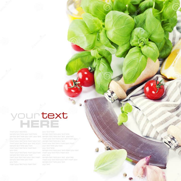 Fresh italian ingredients stock image. Image of herbs - 18253217