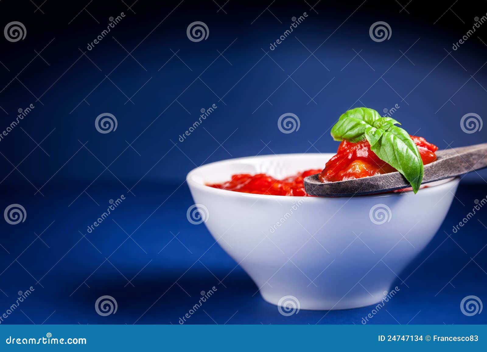 Fresh Italian Tomato Sauce on Blue Background Stock Photo - Image of ...