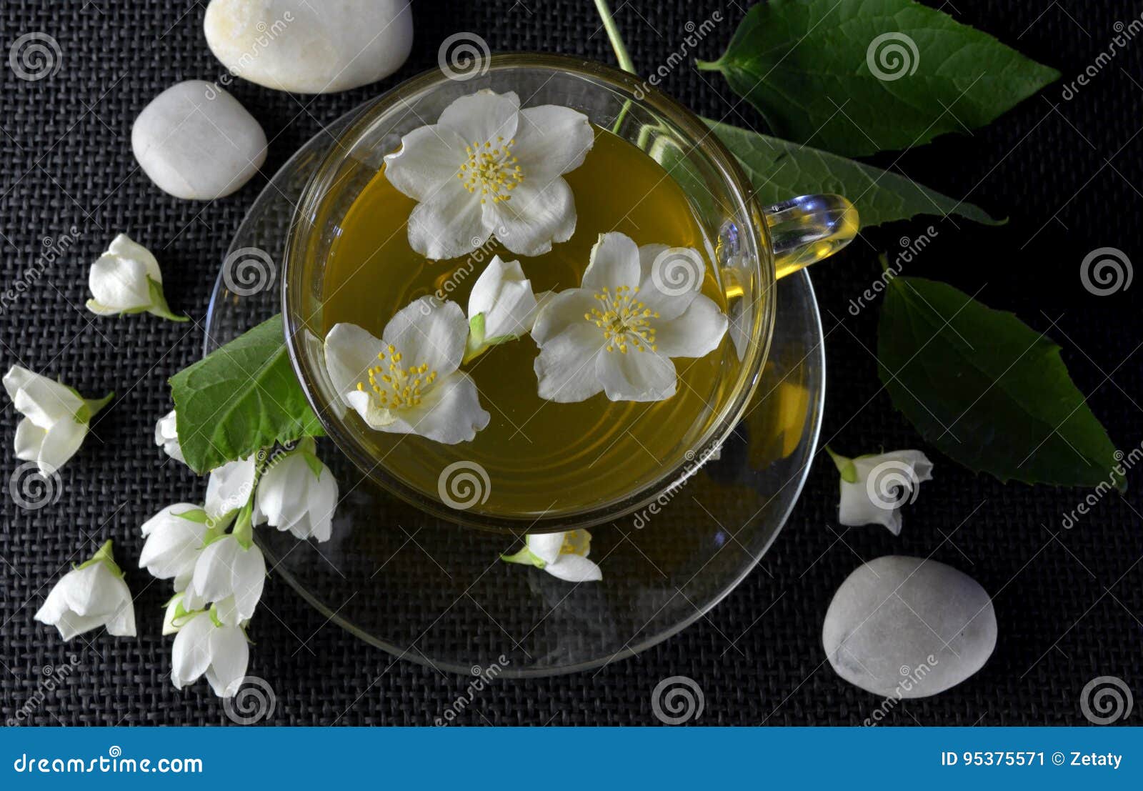 Jasmine tea with flowers stock image. Image of floral - 95375571
