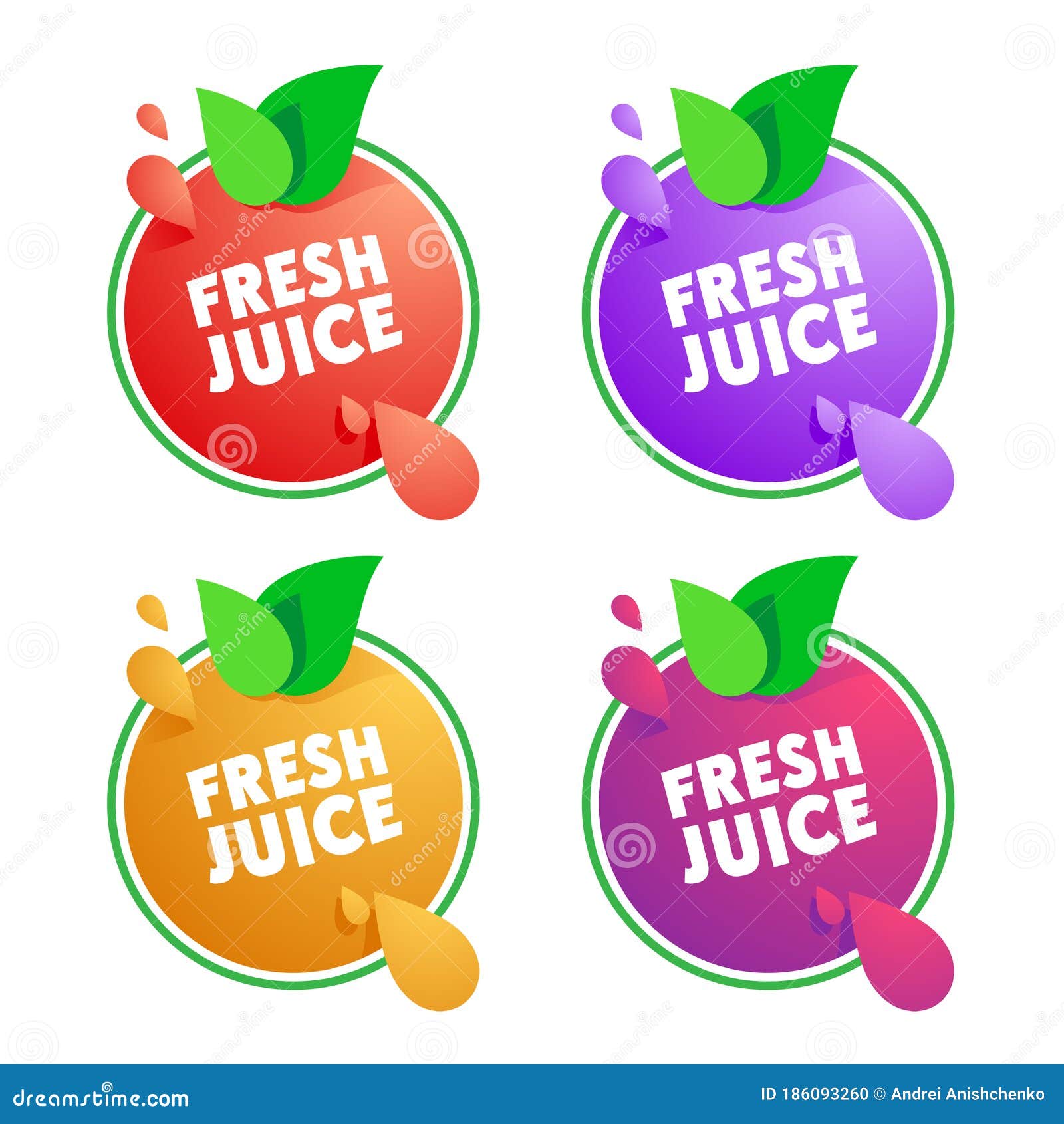 Fresh Juice Labels Template Set Stock Vector - Illustration of cocktail ...