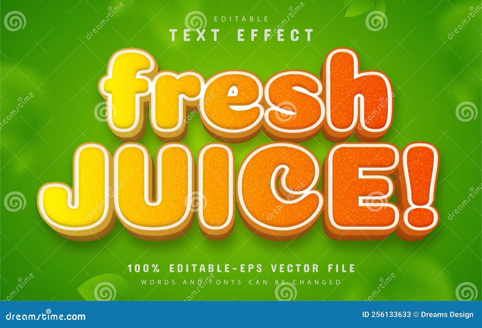 Fresh Juice Text Effect Cartoon Style Stock Vector - Illustration of ...