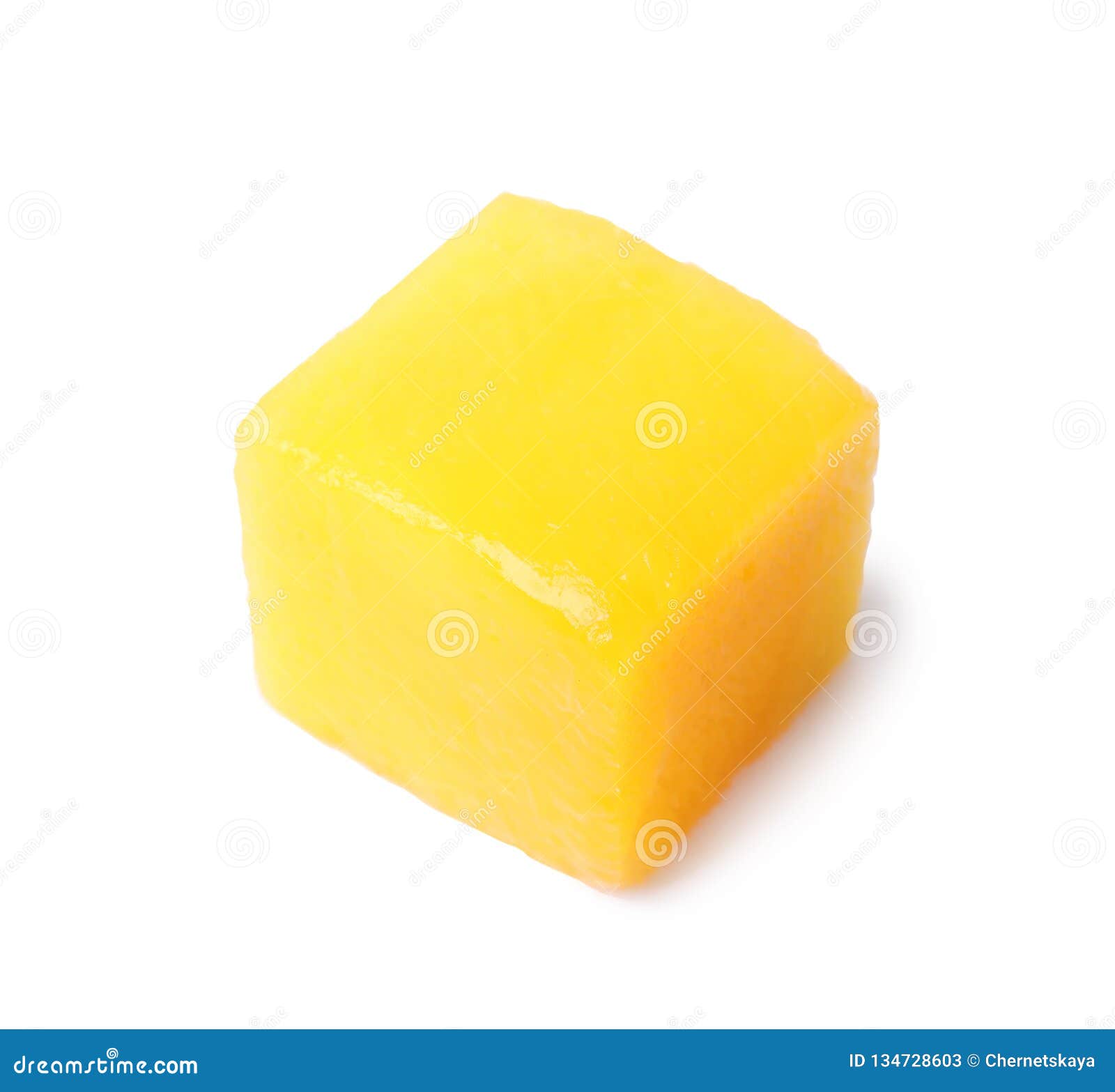 Fresh Juicy Mango Cube Isolated on White Stock Image - Image of cube ...