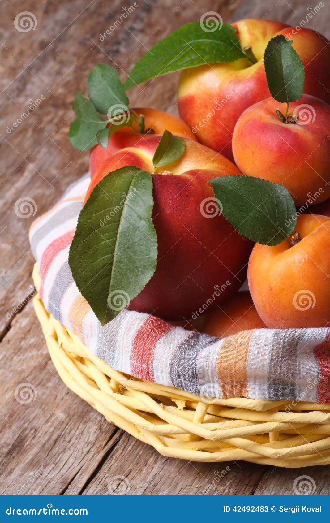 Fresh Juicy Nectarine, Peaches and Apricots in a Basket Stock Image ...