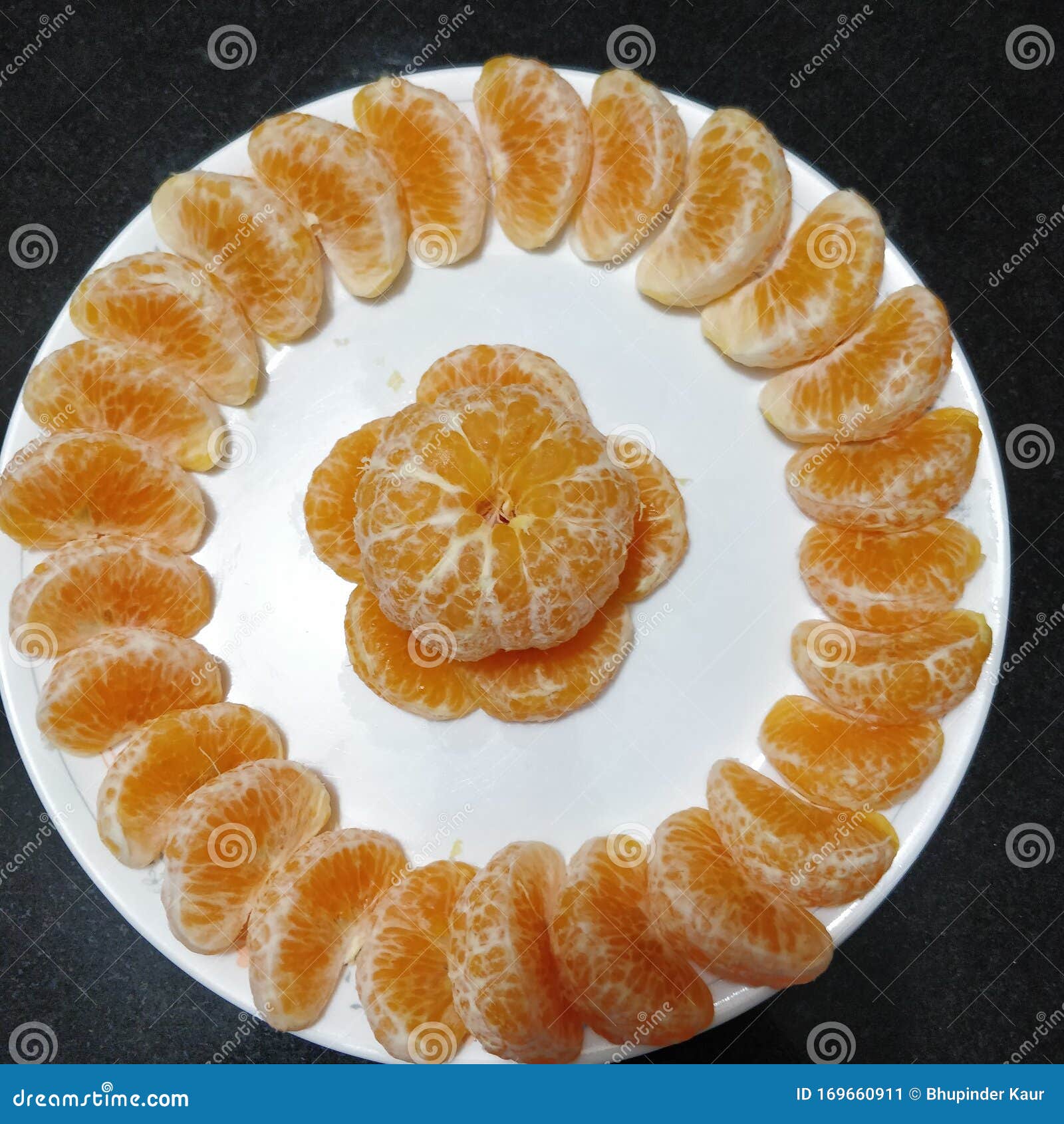 Fresh and Juicy Orange Segments Decoratively Placed on a White Plate ...